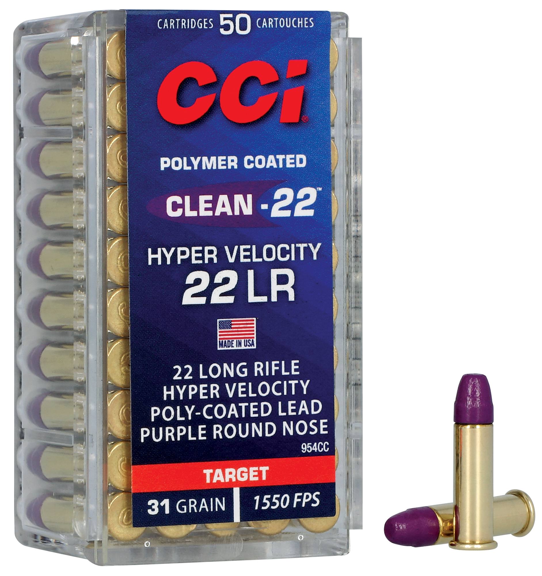 Buy Clean-22 Hyper Velocity 22 LR Ammo | 31 Grain, 1550 FPS | CCI ...